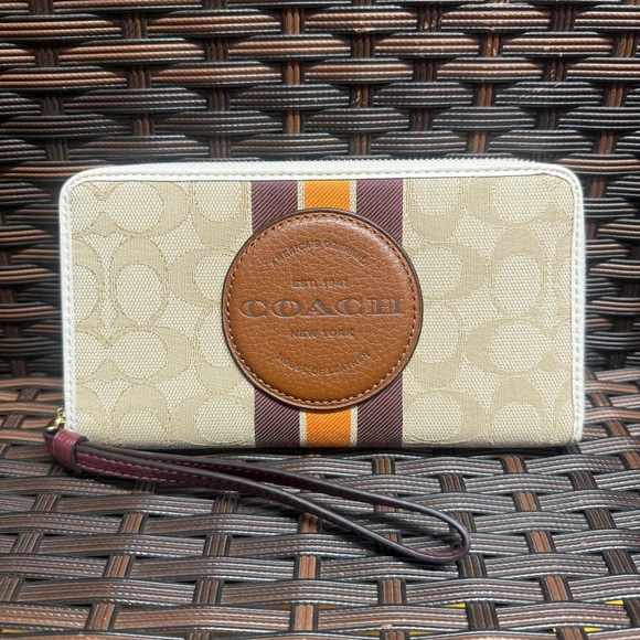 Coach | Bags | Coach Dempsey Large Phone Wallet In Signature Jacquard ...